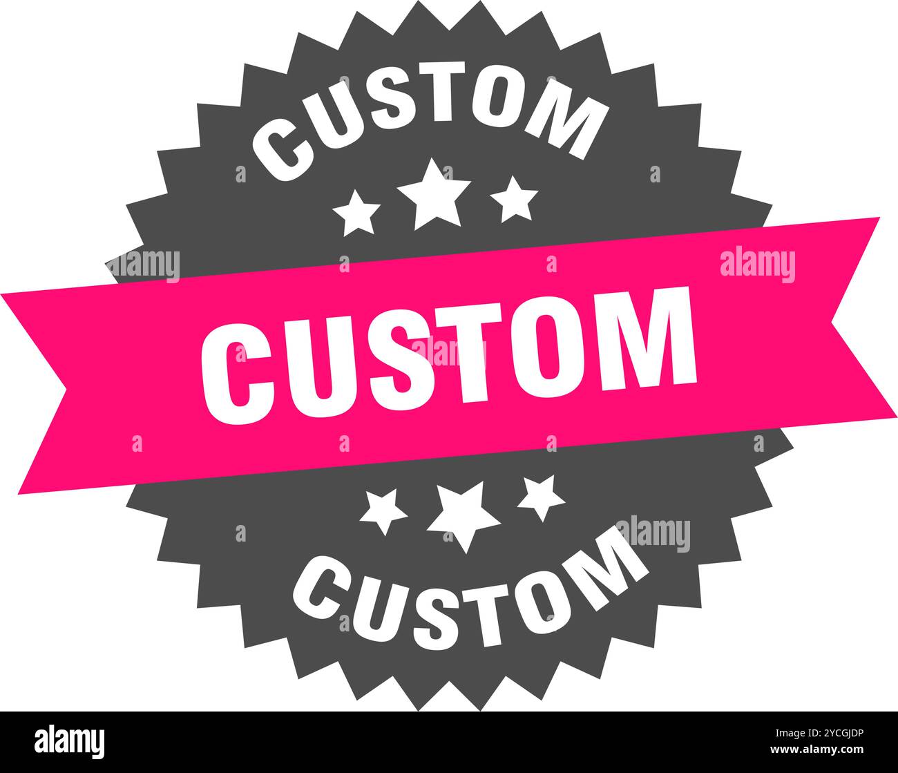 custom round pink label isolated on transparent background. custom ...