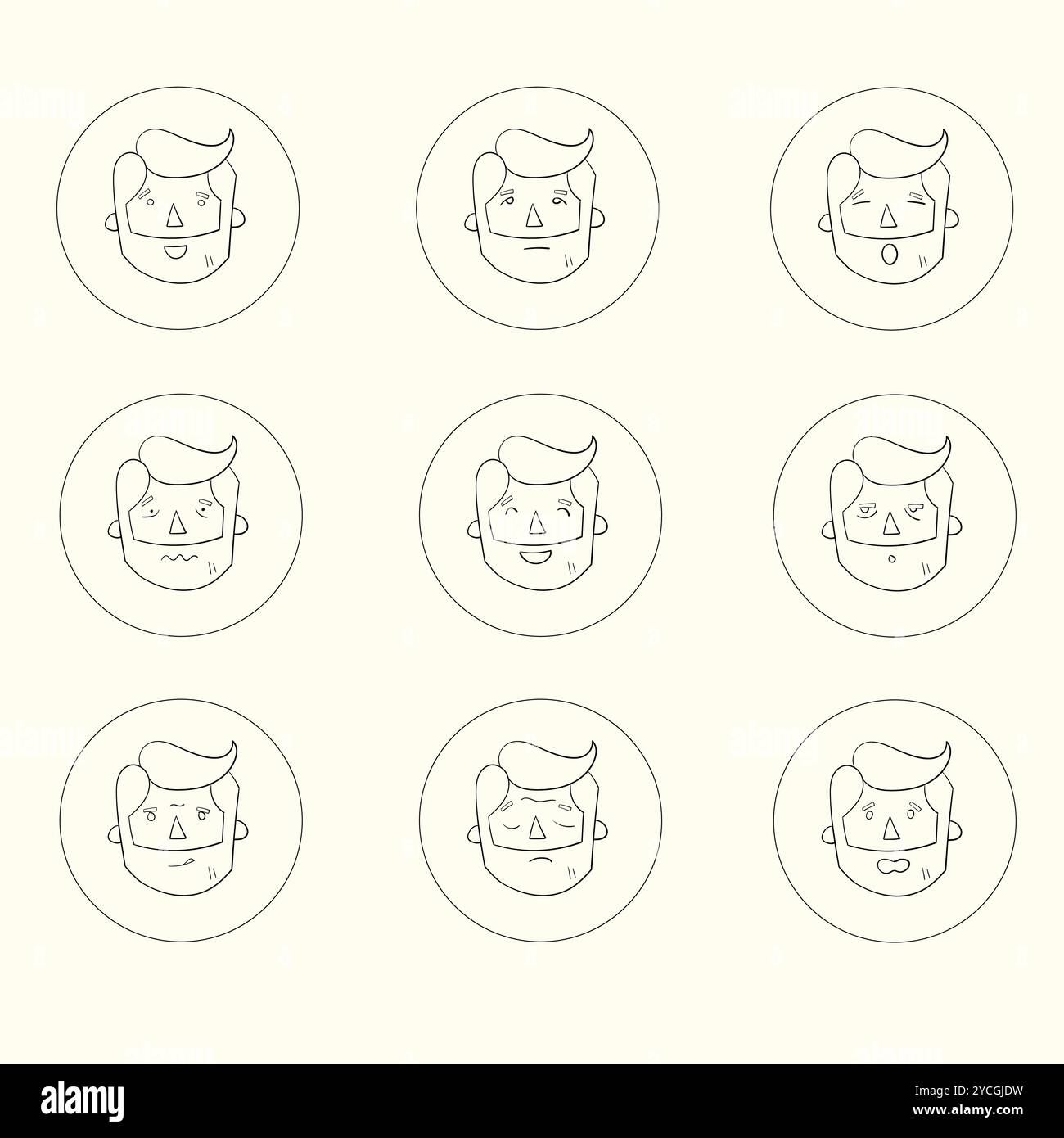 Smiley flat vector emoticons emotions hi-res stock photography and ...