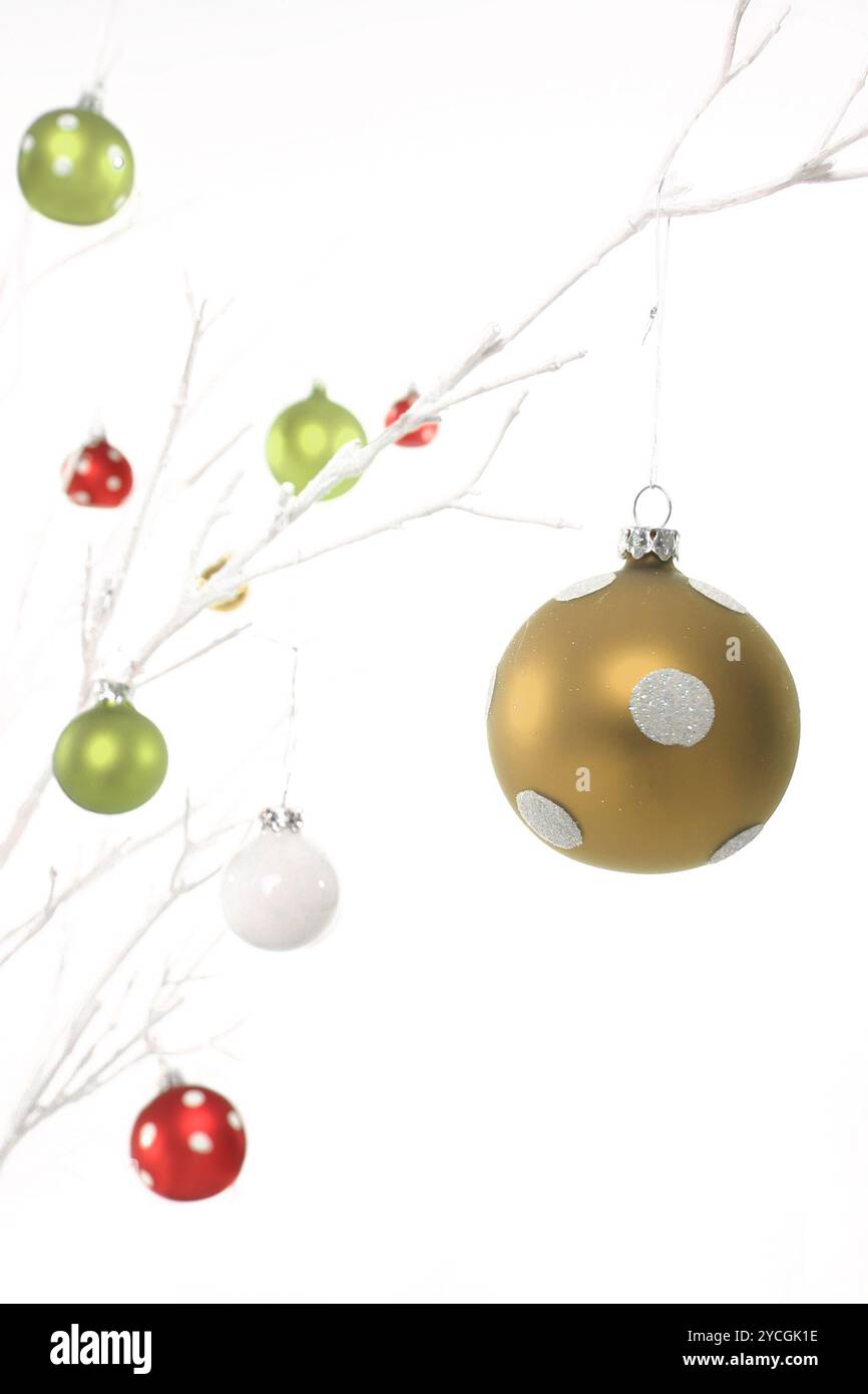 Green and white christmas baubles Cut Out Stock Images & Pictures - Alamy
