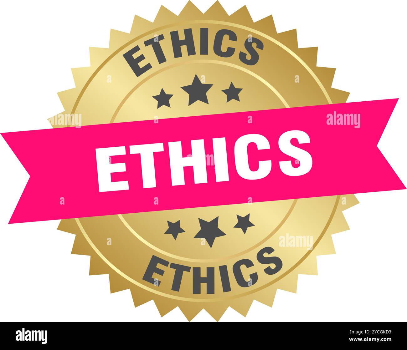 ethics round pink and gold label isolated on transparent background ...
