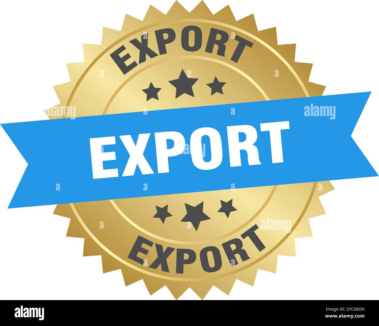 export round blue and gold label isolated on transparent background ...