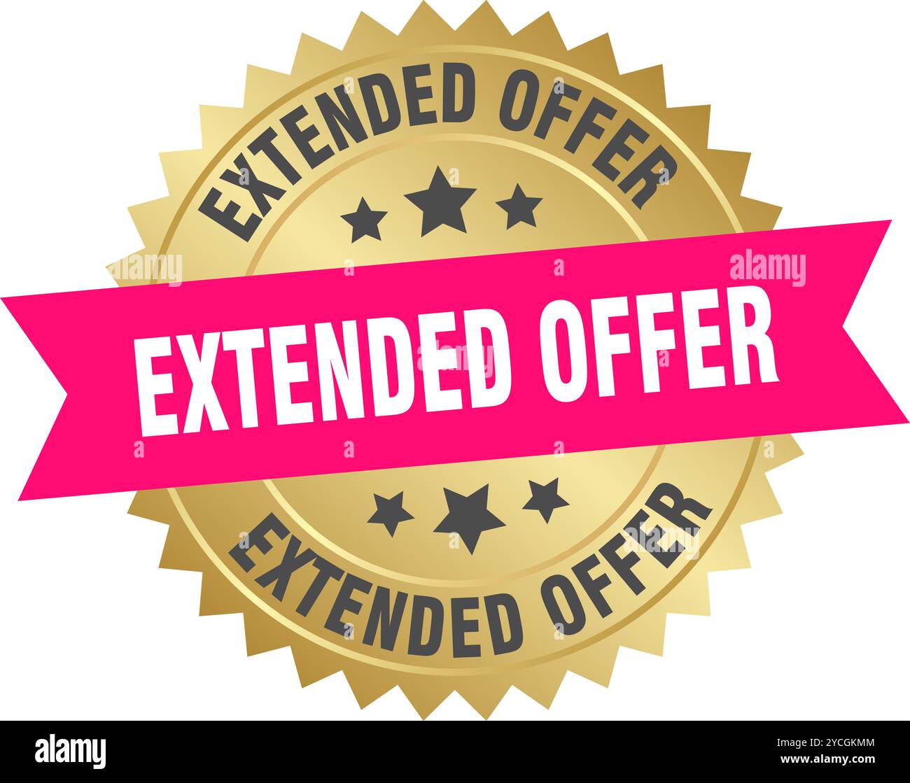 extended offer round pink and gold label isolated on transparent ...