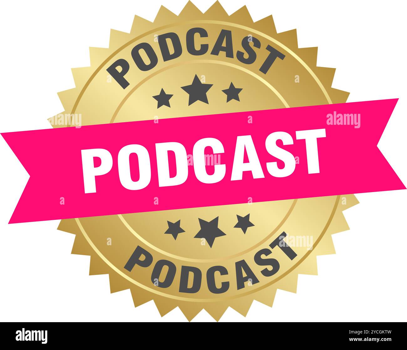 podcast round pink and gold label isolated on transparent background ...