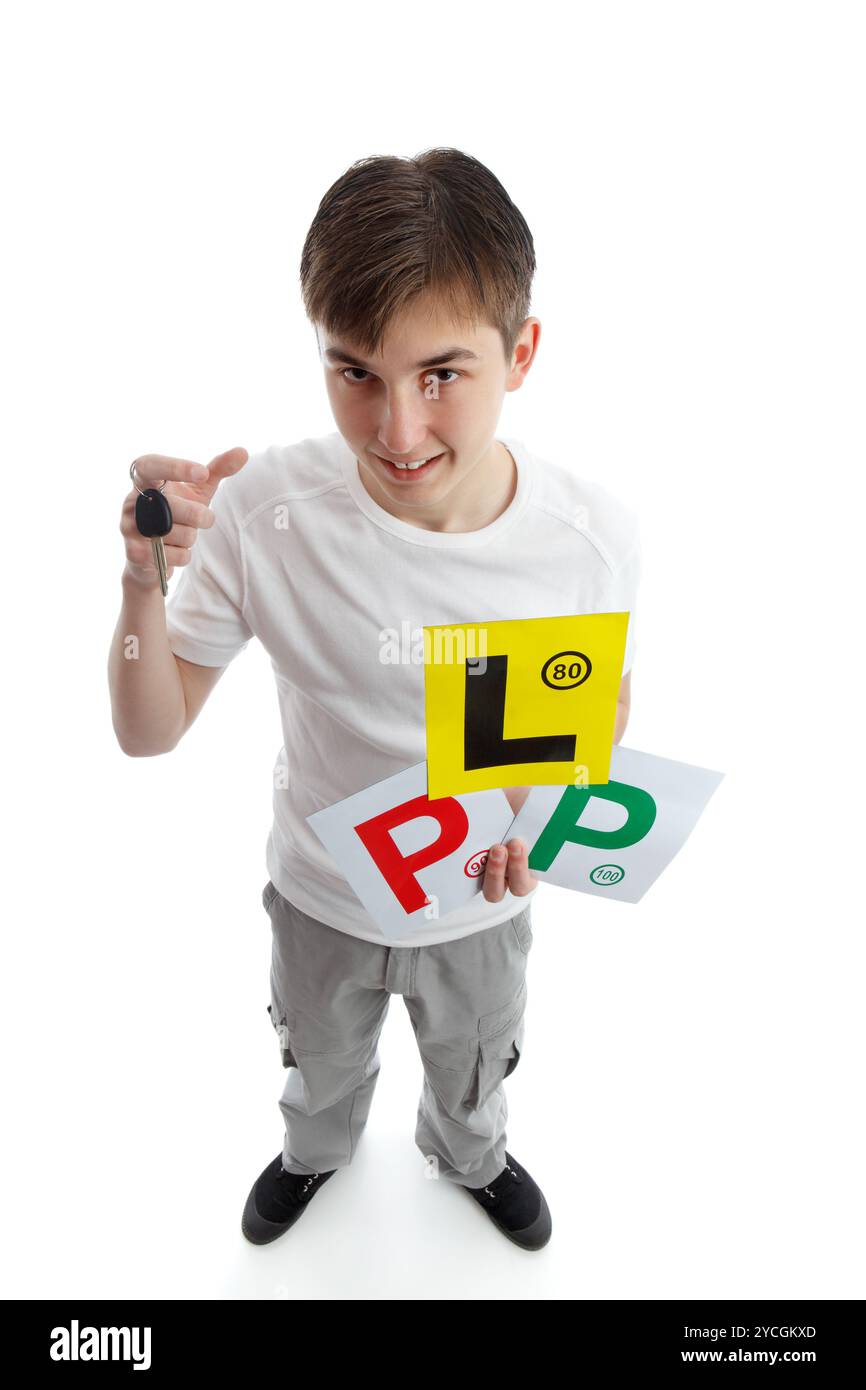Teenager with learner driver licence plates Stock Photo - Alamy