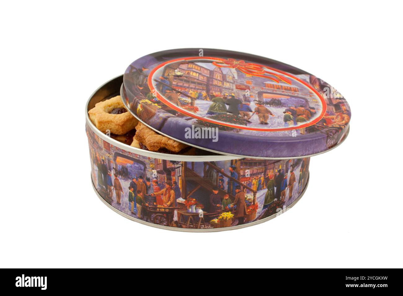 Round box with cookies Stock Photo - Alamy