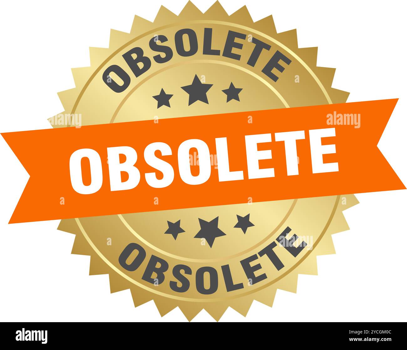 obsolete round orange and gold label isolated on transparent background ...