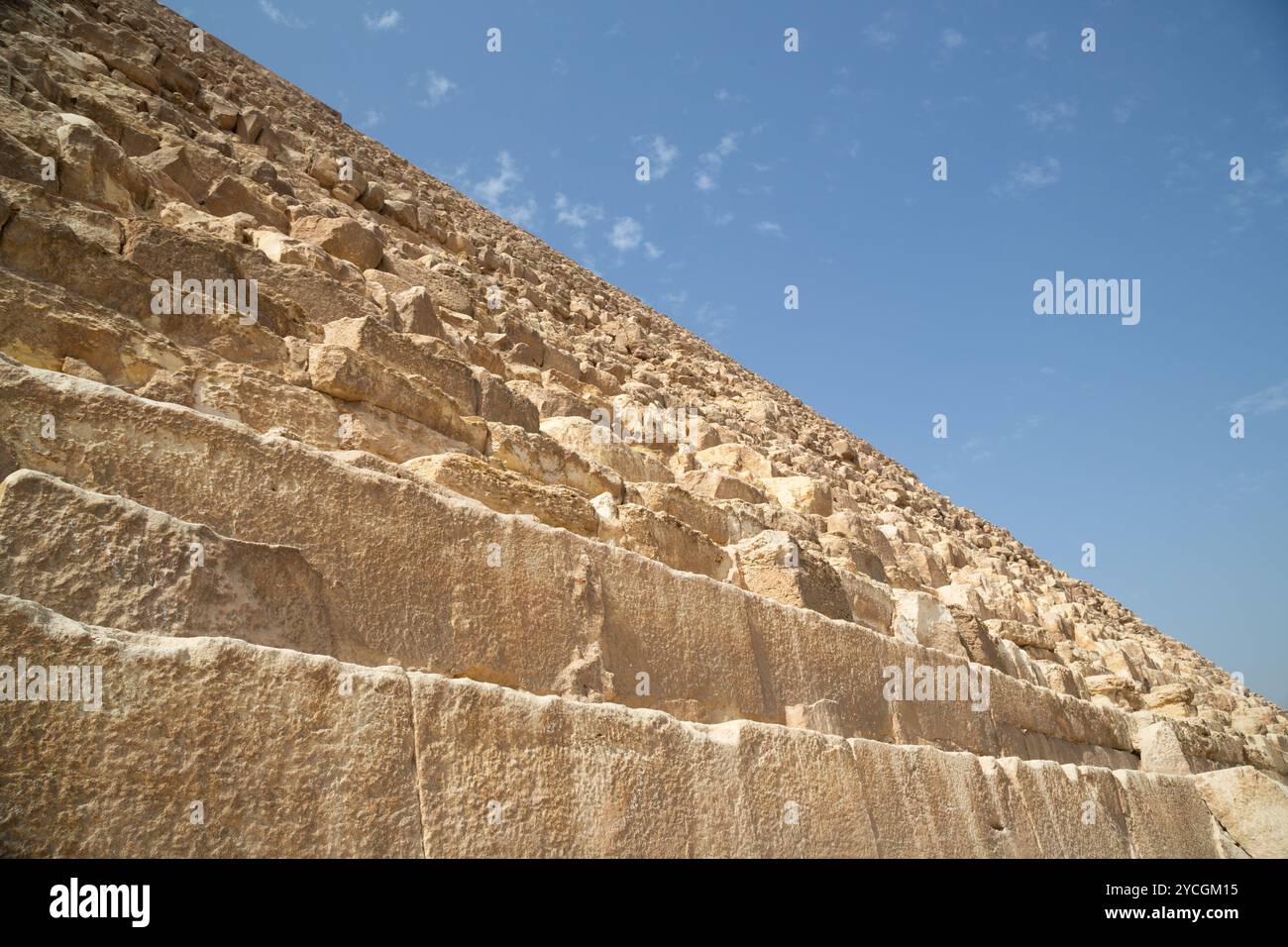 Giza, Egypt Bottom view of the Steep slopes of the Great Pyramid of ...