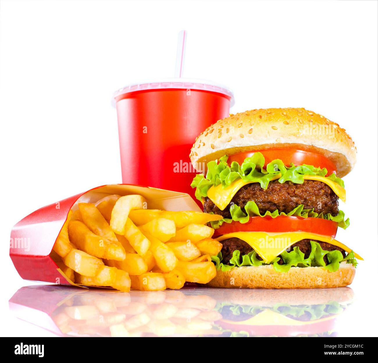 Tasty hamburger and french fries Stock Photo - Alamy