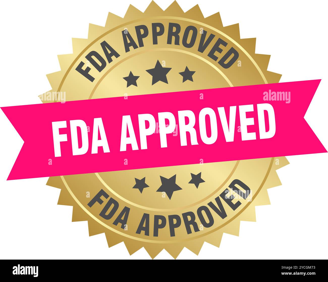 fda approved round pink and gold label isolated on transparent ...