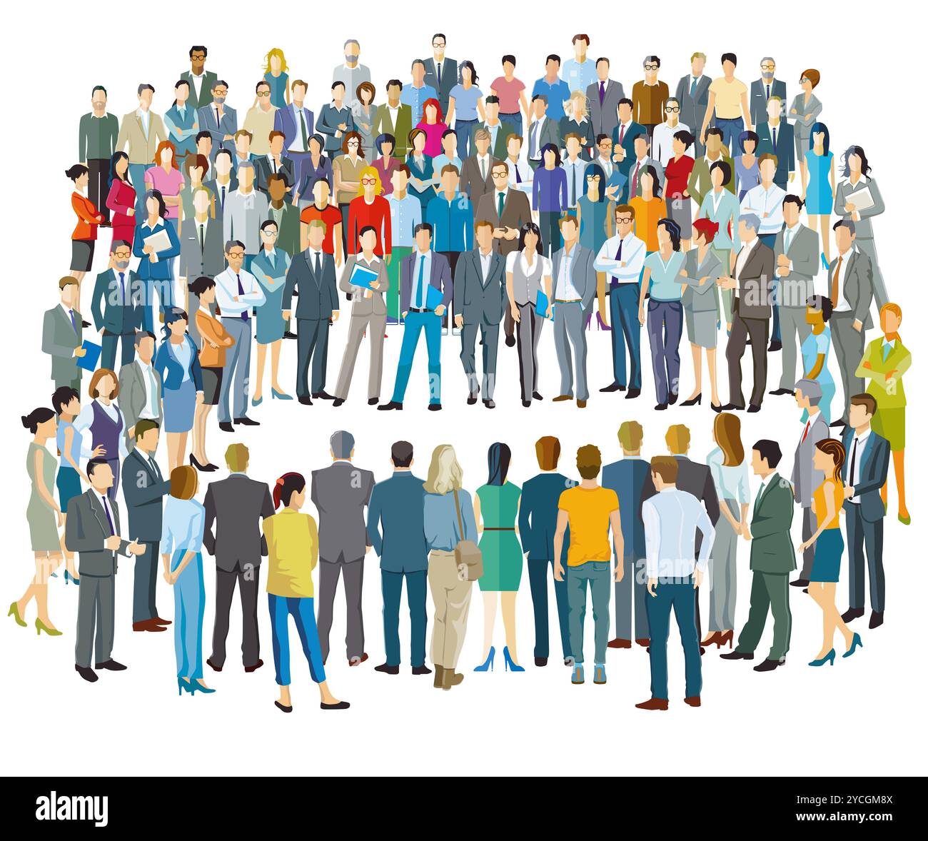 large groups of people on white background, illustration isolated Stock ...