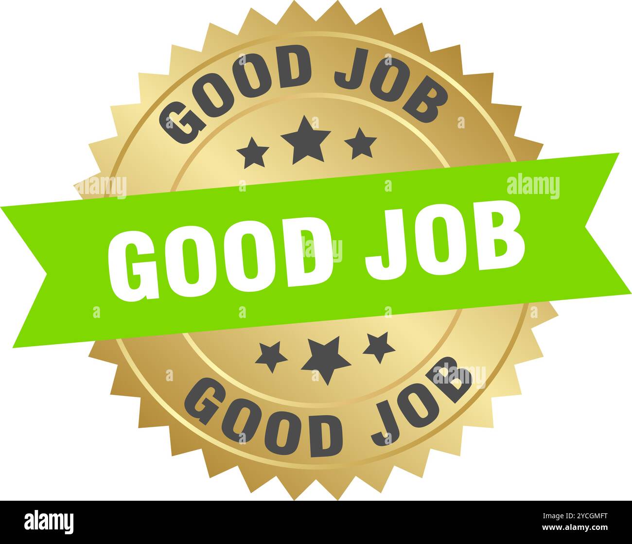 good job round green and gold label isolated on transparent background ...