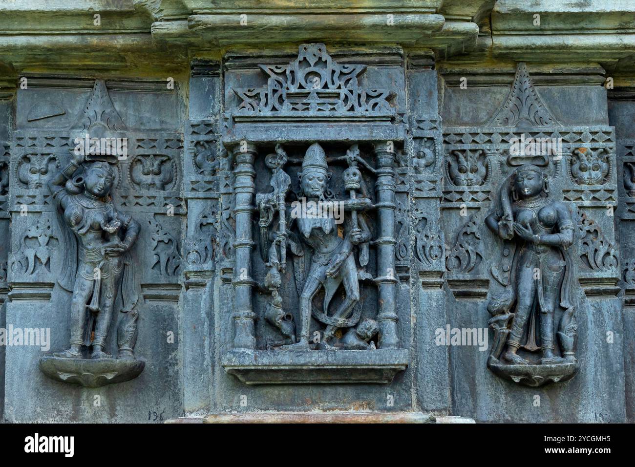 Carving of Goddess Chamunda on the Chausath Yogini Temple, Arthuna ...