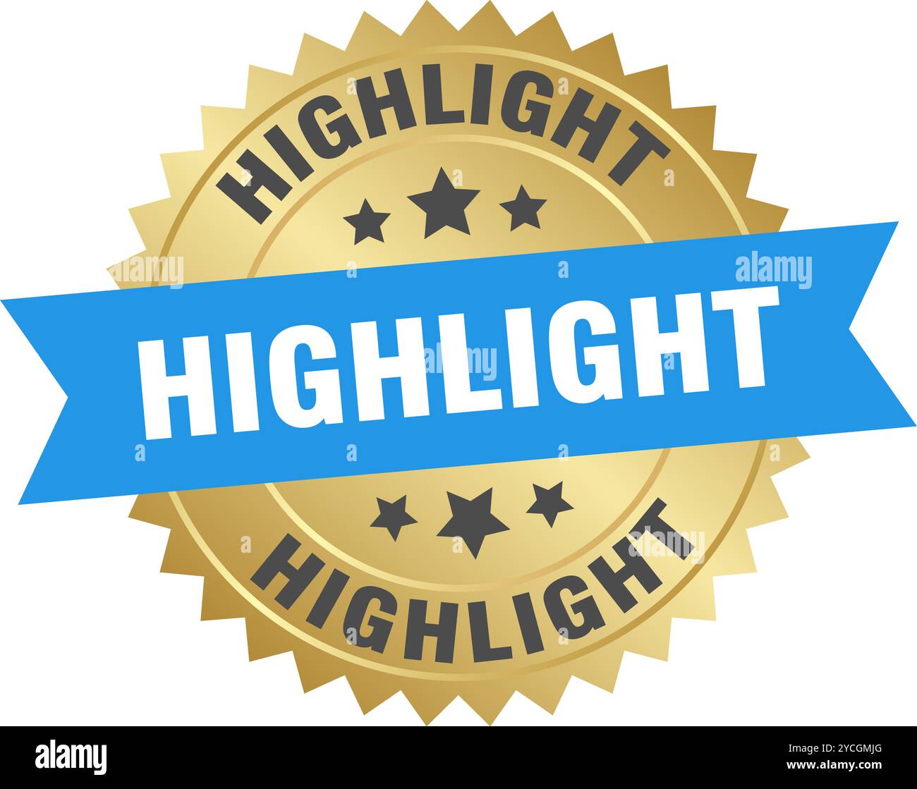 highlight round blue and gold label isolated on transparent background ...