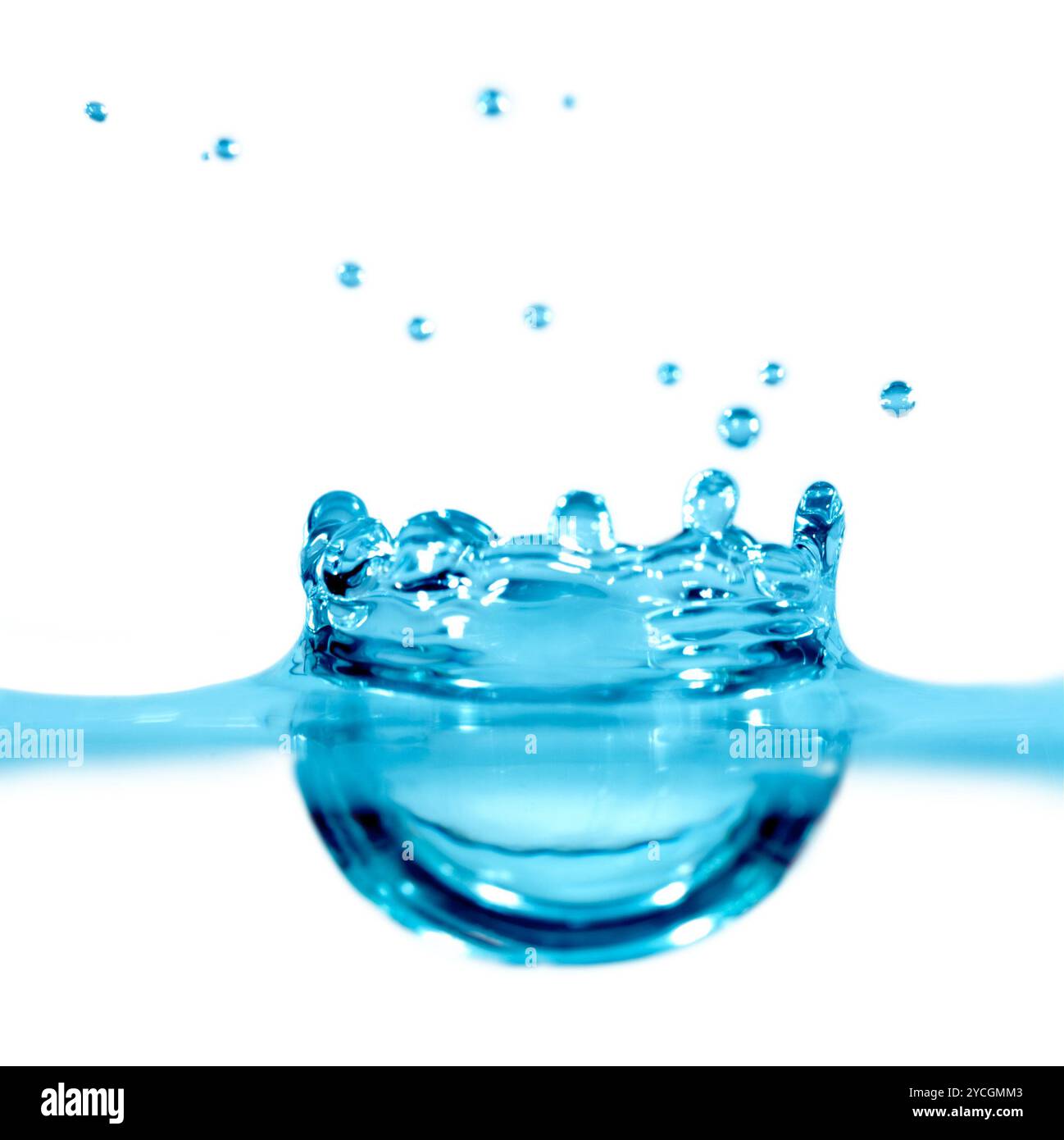 Falling drop of blue water Stock Photo - Alamy
