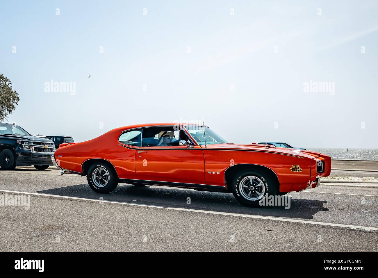 Gulfport, MS - October 04, 2023: Wide angle side view of a 1969 Pontiac ...