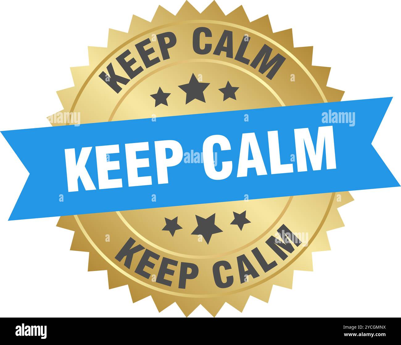 keep calm round blue and gold label isolated on transparent background ...