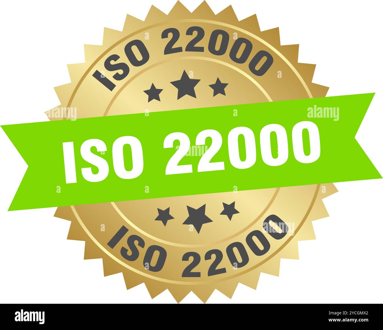iso 22000 round green and gold label isolated on transparent background. iso 22000 Stock Vector ...