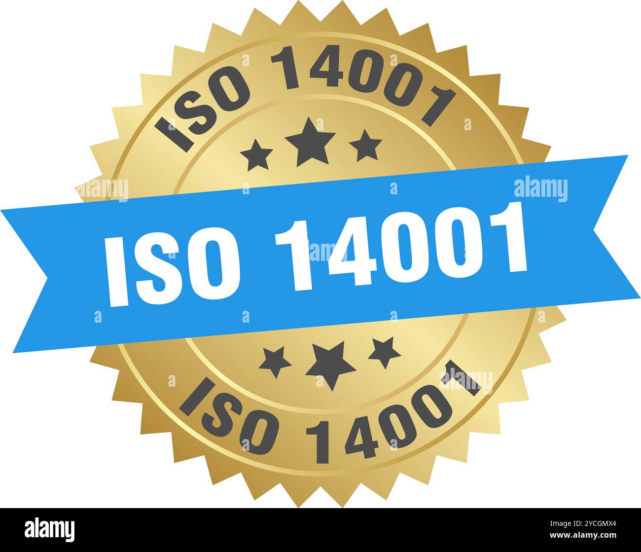 iso 14001 round blue and gold label isolated on transparent background ...