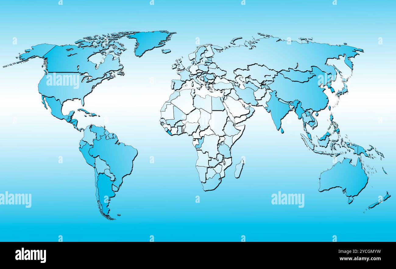 World map with all countries. Blue background Stock Photo - Alamy