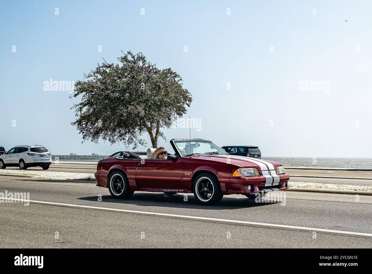Gulfport, MS - October 04, 2023: Wide angle front corner view of a 1993 ...