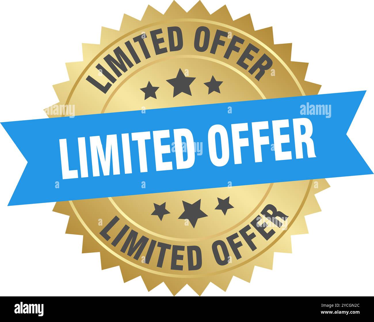 limited offer round blue and gold label isolated on transparent ...