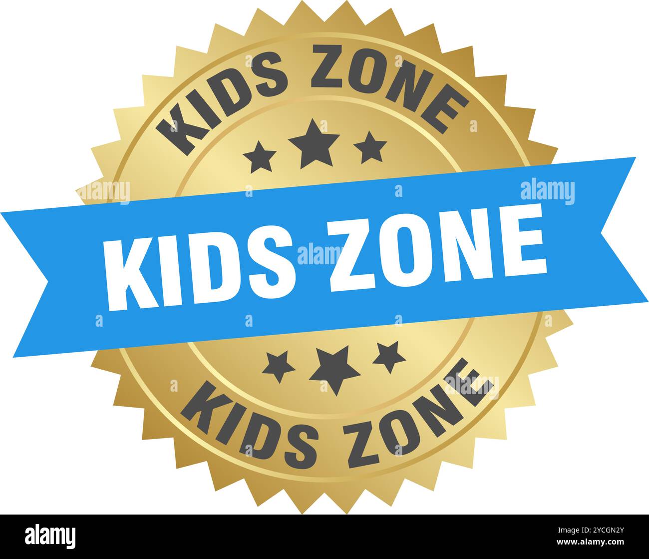 kids zone round blue and gold label isolated on transparent background ...
