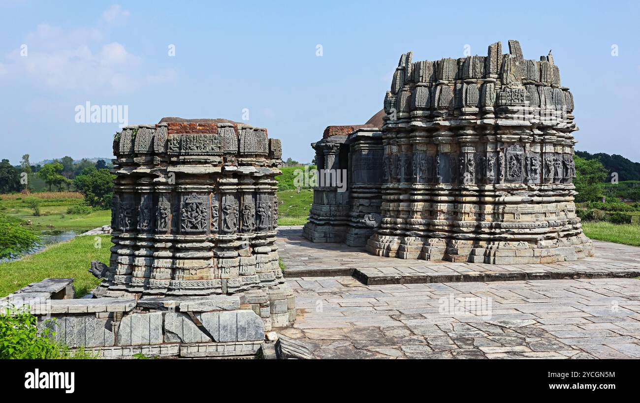 View of broken monuments in the Arthuna Group of Temples, Banswara ...