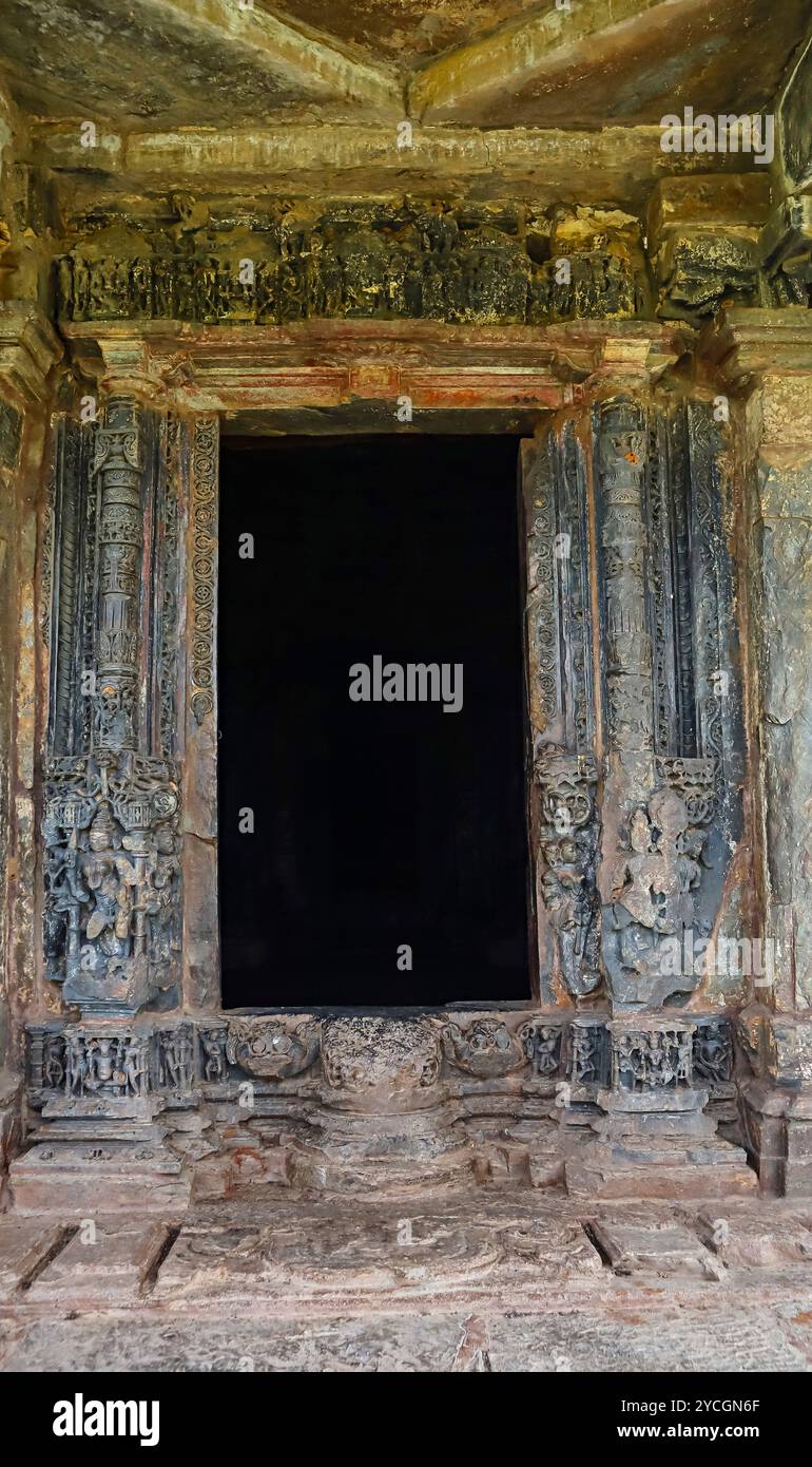 Side view of carved Jain Temple, a 12th-century monument, Arthuna Group ...