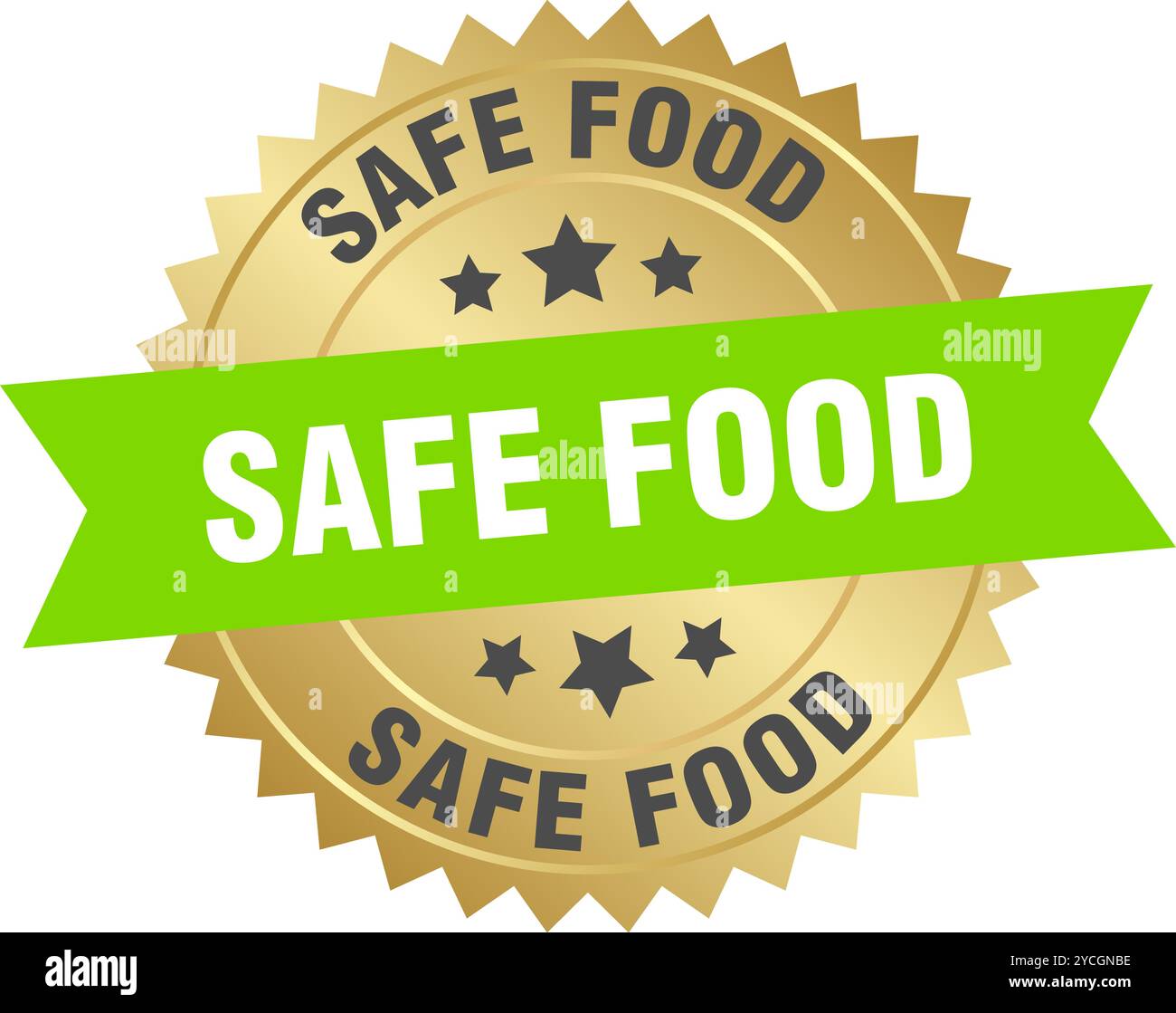 safe food round green and gold label isolated on transparent background ...