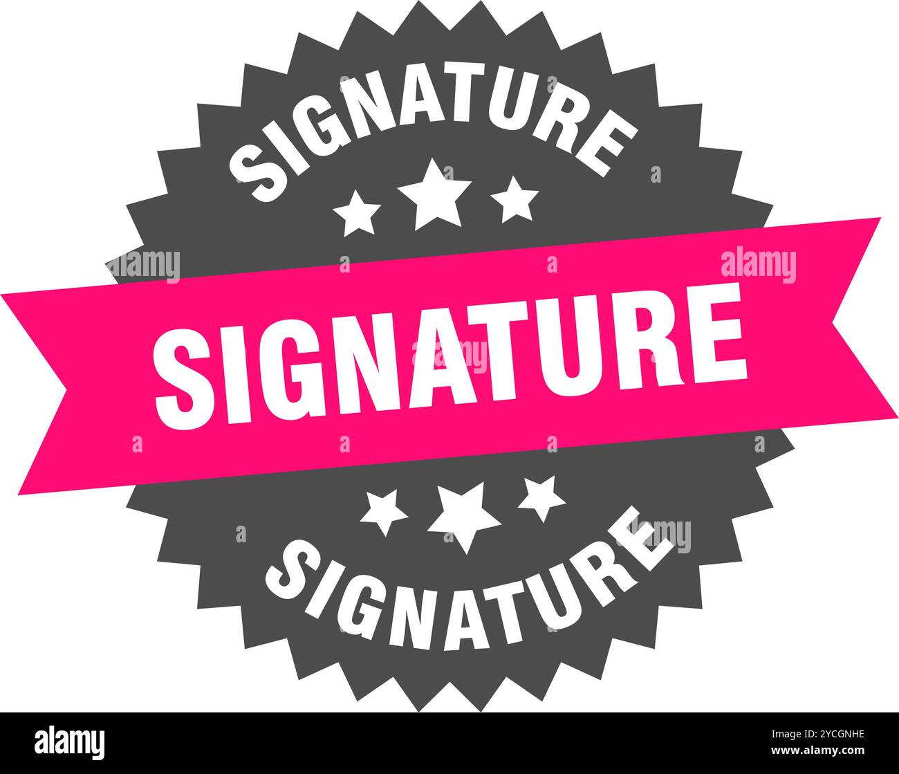 signature round pink label isolated on transparent background ...