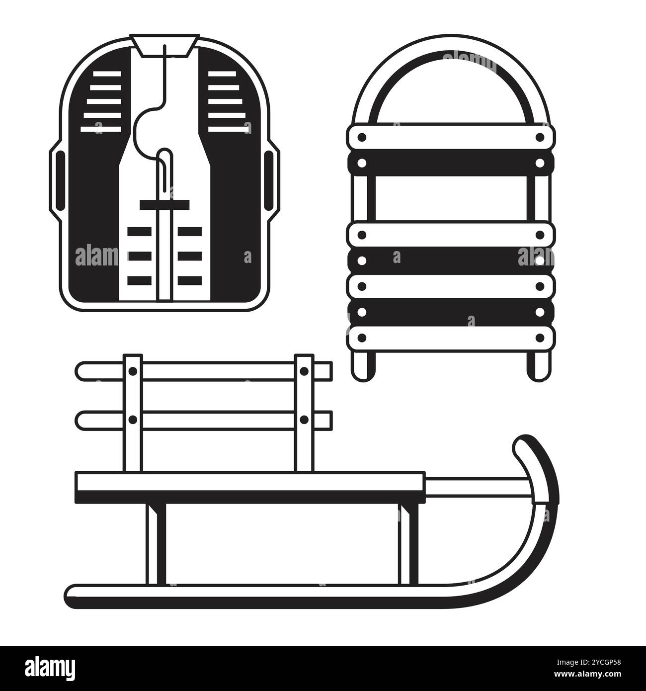 Sledding winter line icon Stock Vector Images - Alamy