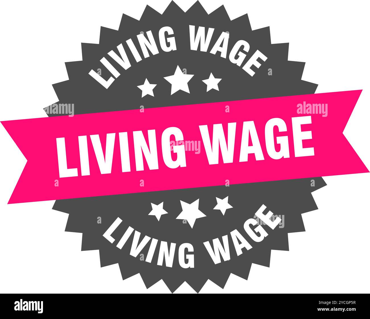 living wage round pink label isolated on transparent background. living ...