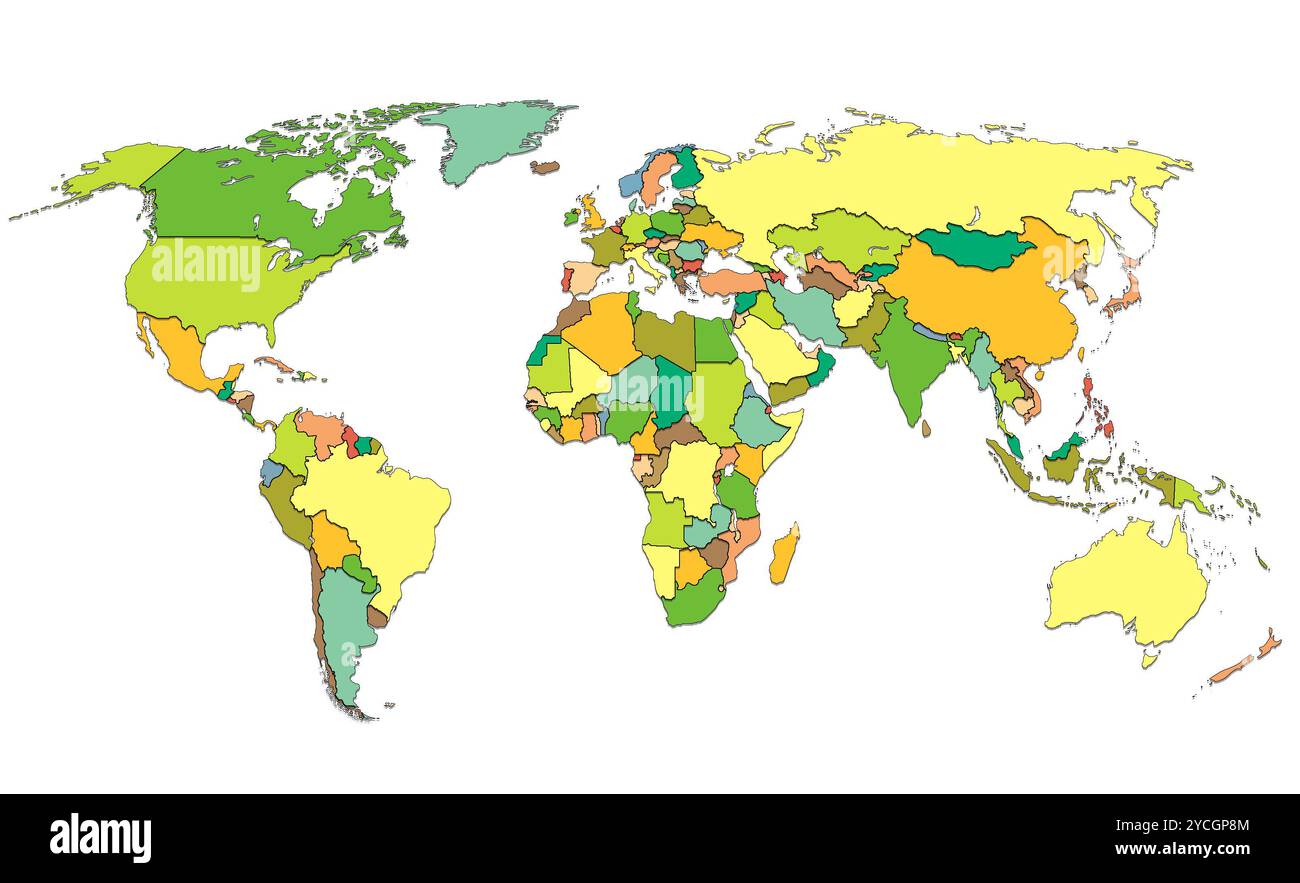 Physical map world Cut Out Stock Images & Pictures - Alamy