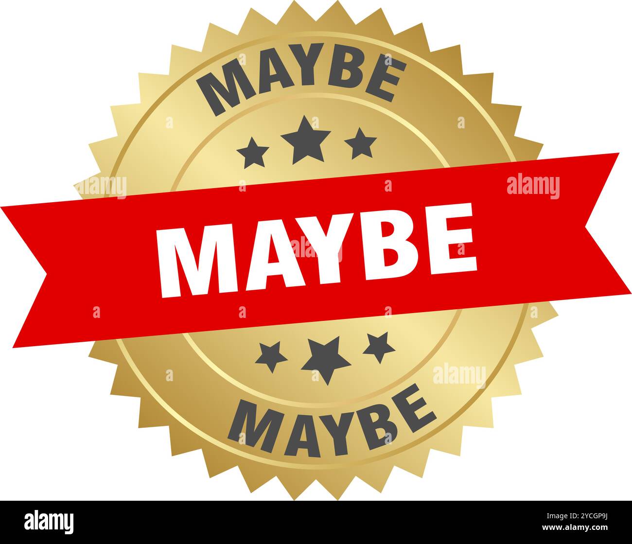 maybe round red and gold label isolated on transparent background ...