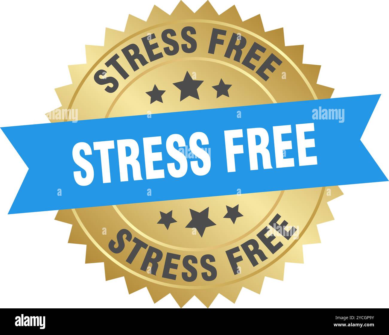 stress free round blue and gold label isolated on transparent ...