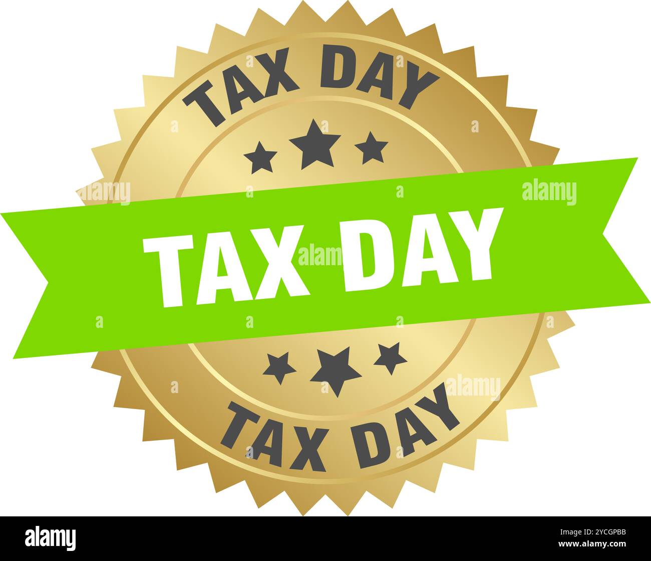 tax day round green and gold label isolated on transparent background ...