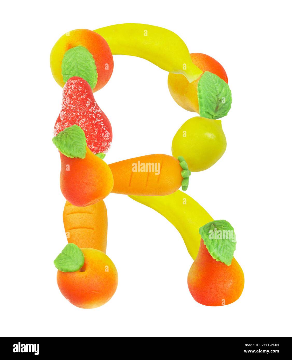 Alphabet from fruit, the letter R Stock Photo - Alamy