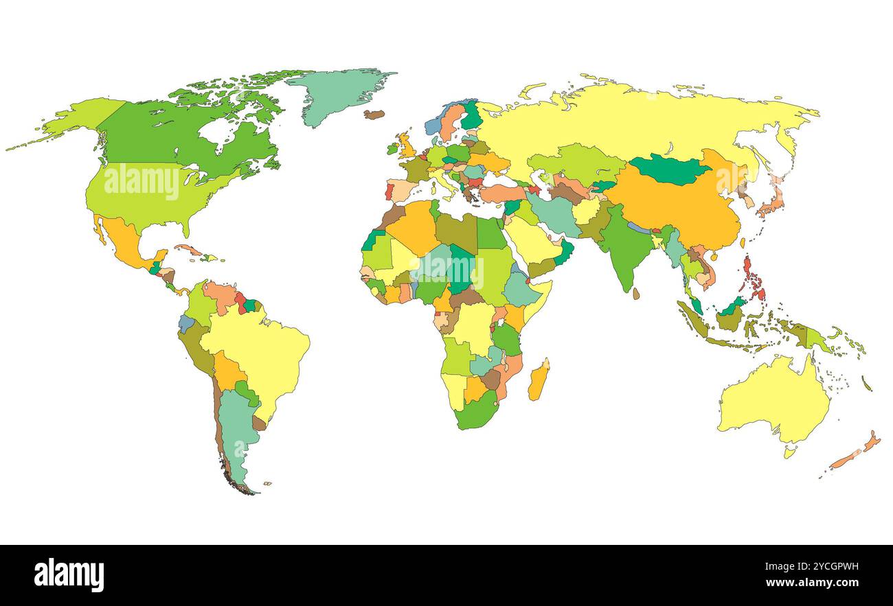 Image world map countries Cut Out Stock Images & Pictures - Alamy