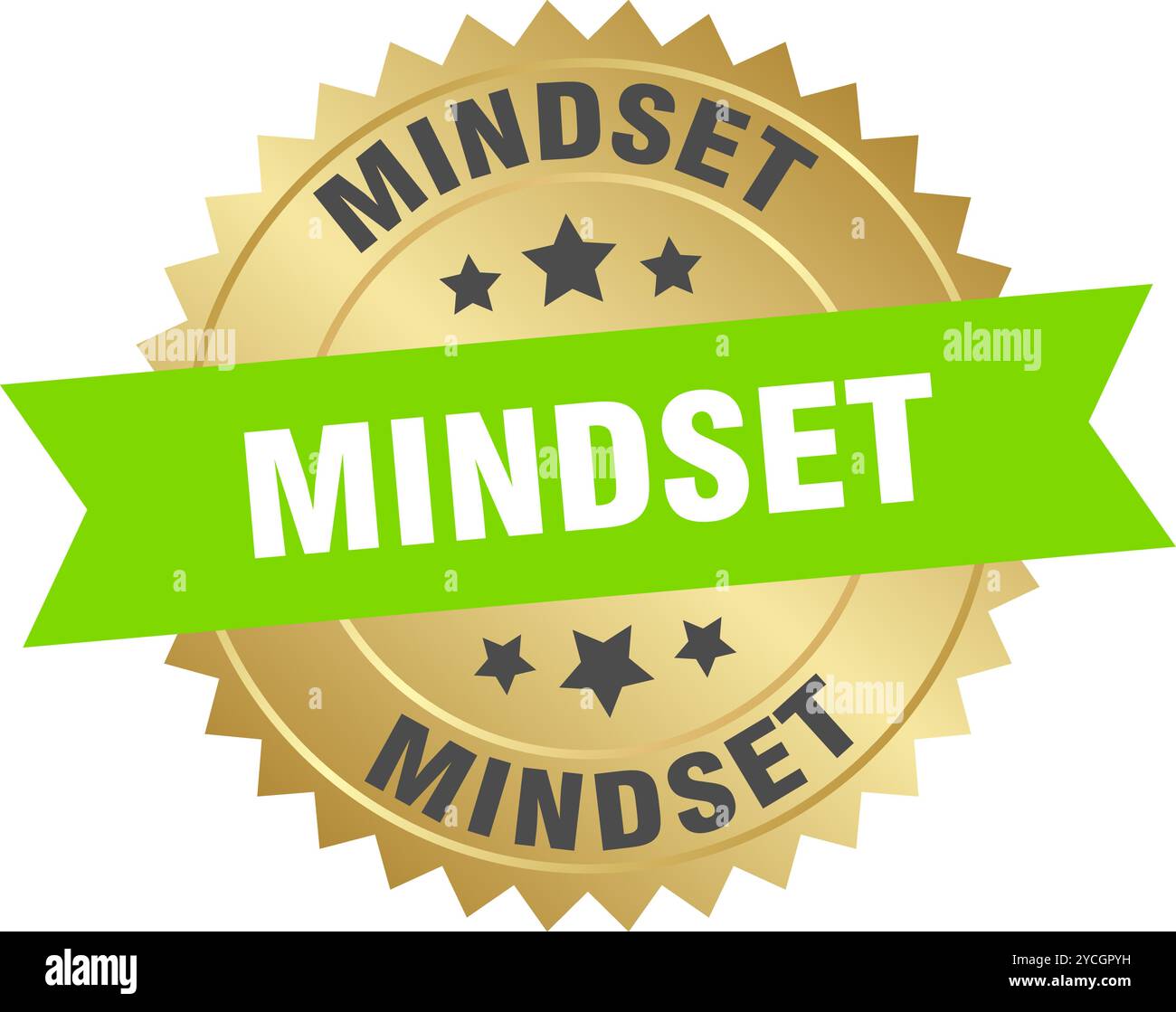 mindset round green and gold label isolated on transparent background ...