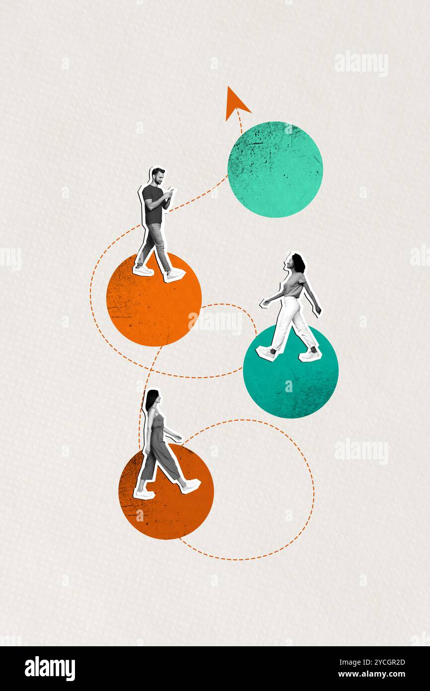 Sketch image composite artwork 3D collage of workspace geometry circle ...