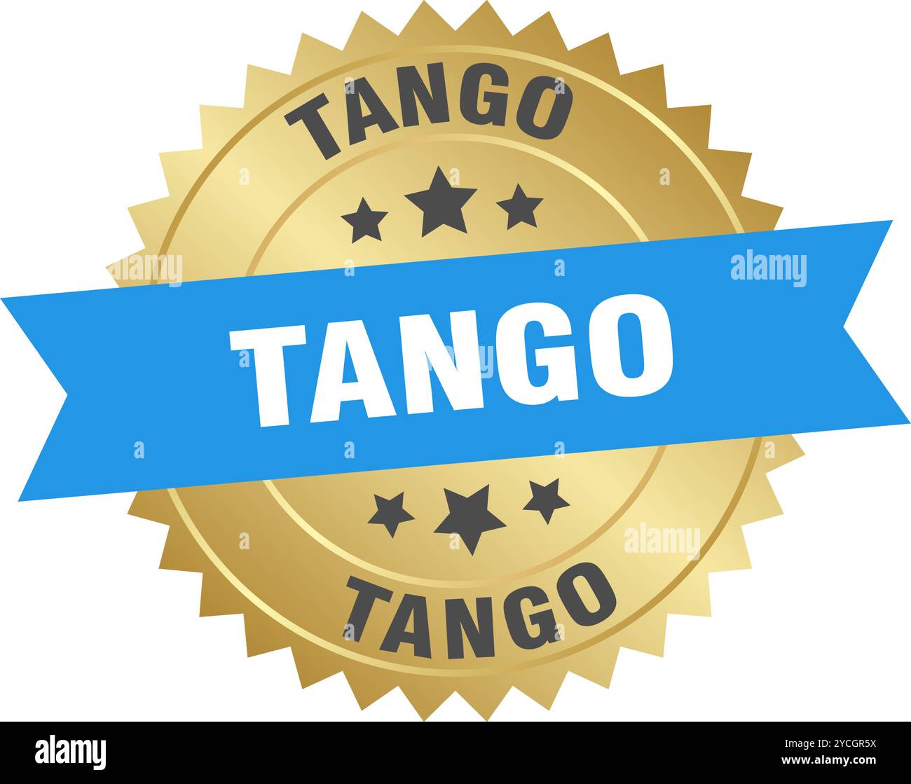 tango round blue and gold label isolated on transparent background ...