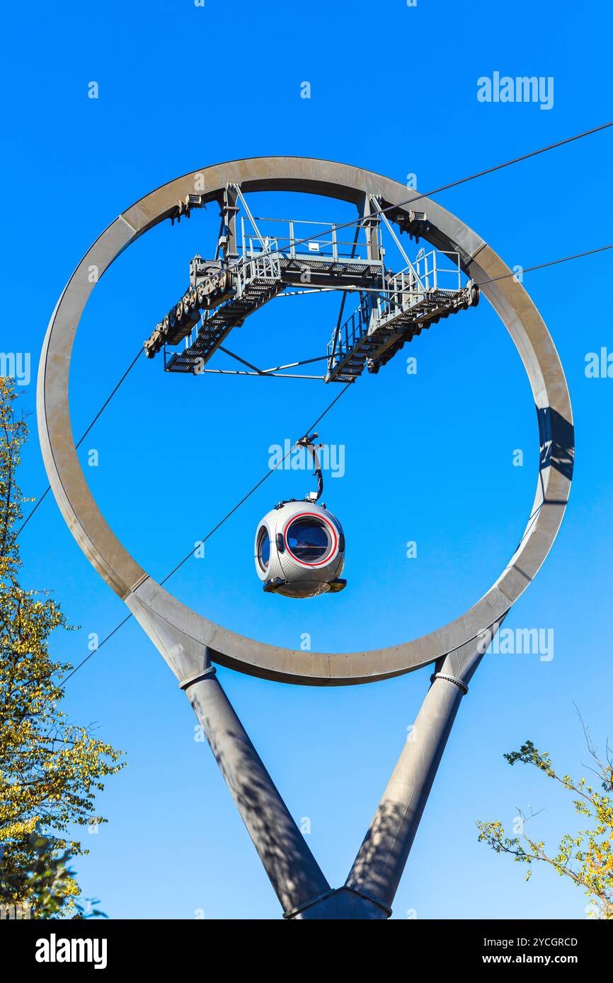 a cable car with round passenger cabins, vertical photo Stock Photo - Alamy