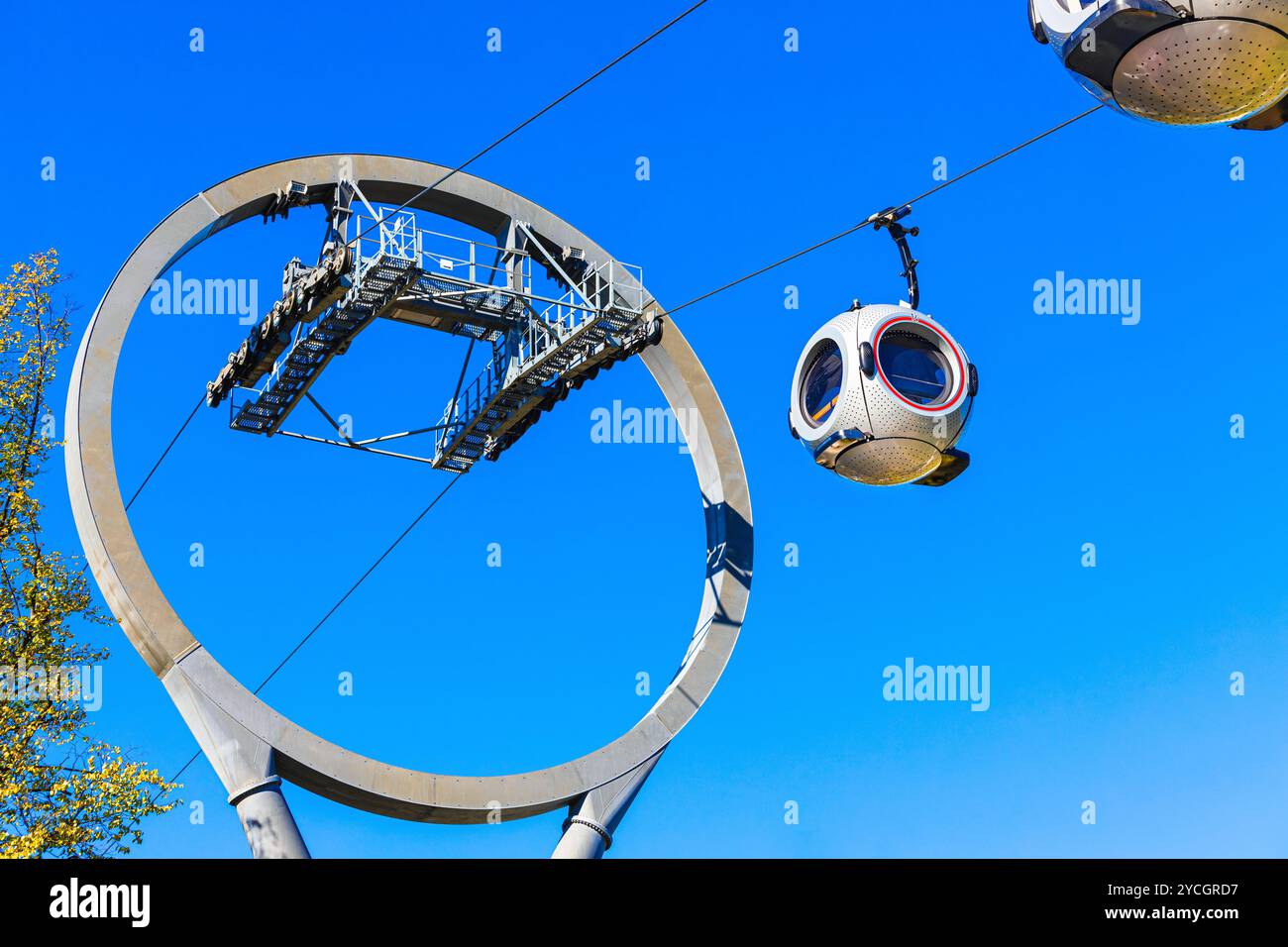 a cable car with round passenger cabins Stock Photo - Alamy