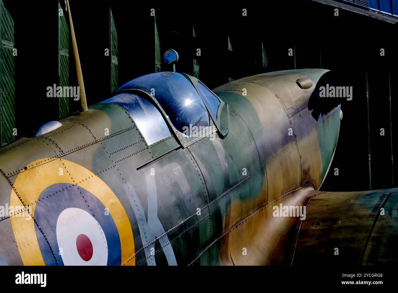 Historic Spitfire at IWM Duxford aircraft Museum, Cambridgeshire, East ...