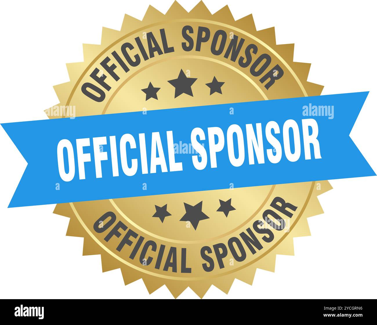 official sponsor round blue and gold label isolated on transparent ...