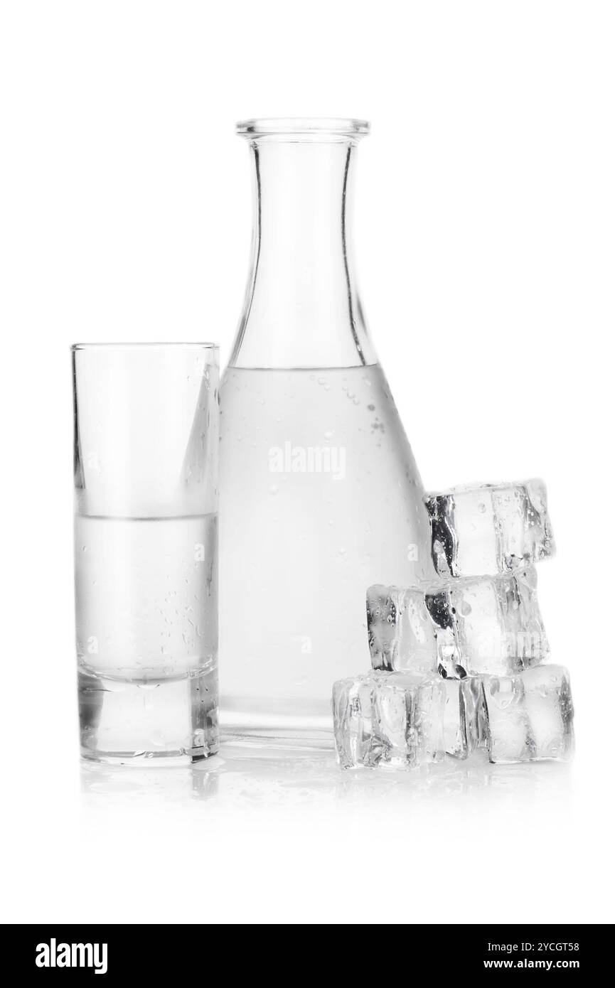 Decanter and glass of iced vodka Stock Photo - Alamy