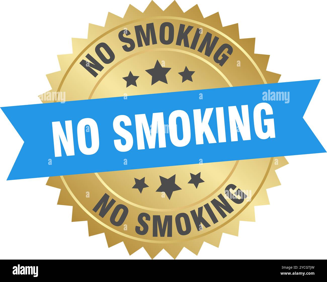 no smoking round blue and gold label isolated on transparent background ...