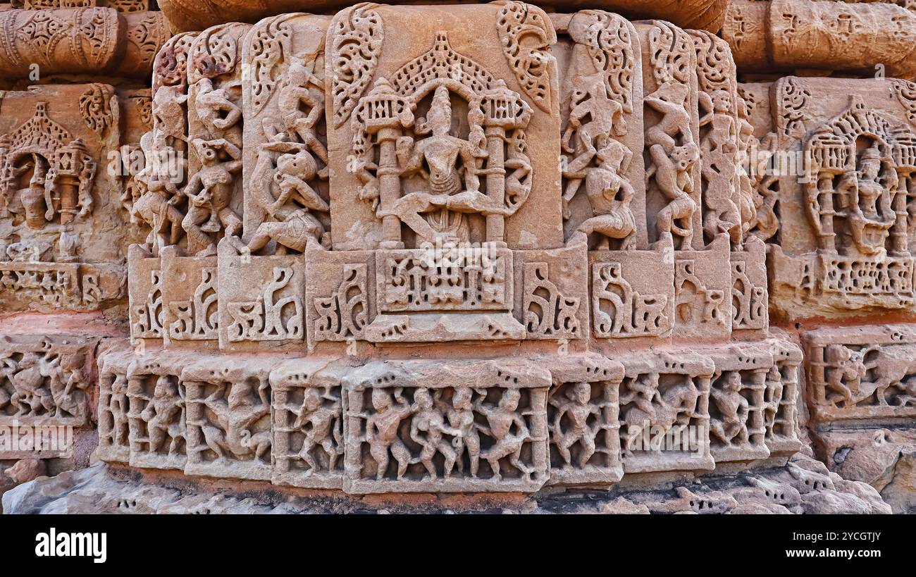 Carvings on the adhisthana of the backside of Jasmalnathji Mahadev ...