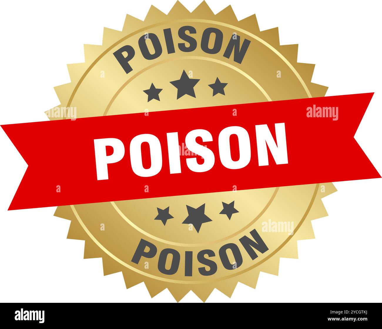 poison round red and gold label isolated on transparent background ...