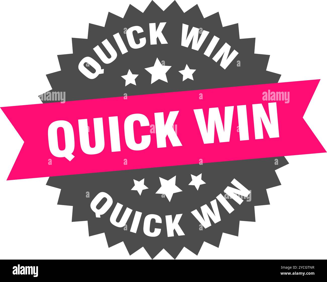 quick win round pink label isolated on transparent background. quick ...